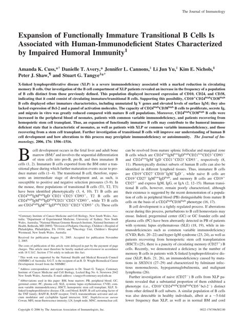Pdf Expansion Of Functionally Immature Transitional B Cells Is