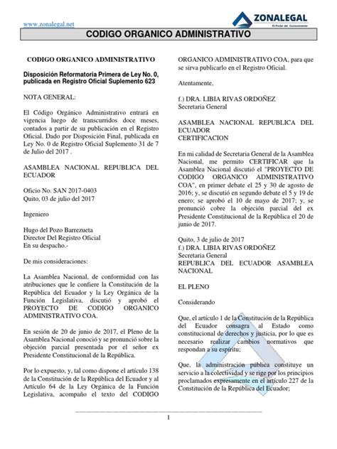 Coa Codigo Organico Administrativo Pdf Judicaturas