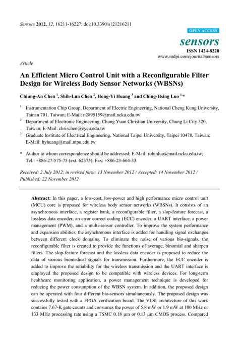 Pdf An Efficient Micro Control Unit With A Reconfigurable Filter