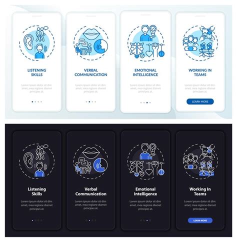 Premium Vector Interpersonal Skill Self Assessment Onboarding Mobile App Page Screen With Concepts