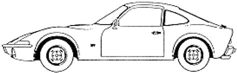 1970 Opel GT Coupe Blueprints Free Outlines