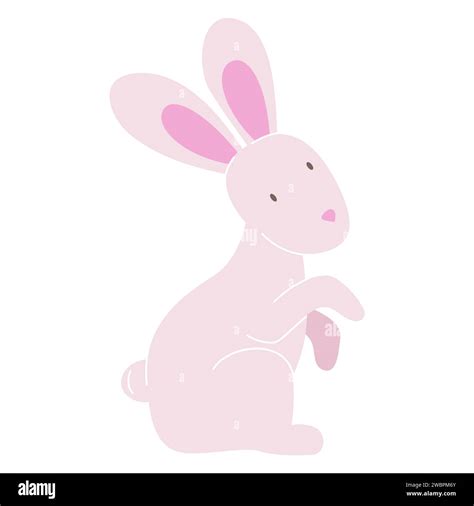Vector Funny Cute Pink Easter Bunny Happy Easter Illustration Of A