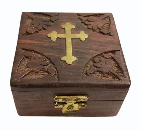 Sheesham Wood Square Hand Carved Wooden Jewelry Boxes For Storage At