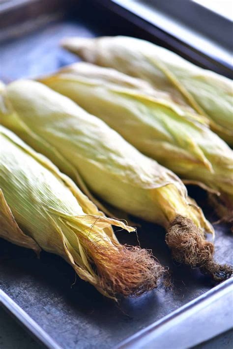 Oven Roasted Corn On The Cob With The Husks The Gunny Sack Oven