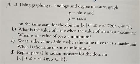 Solved 1 A Using Graphing Technology And Degree Measure