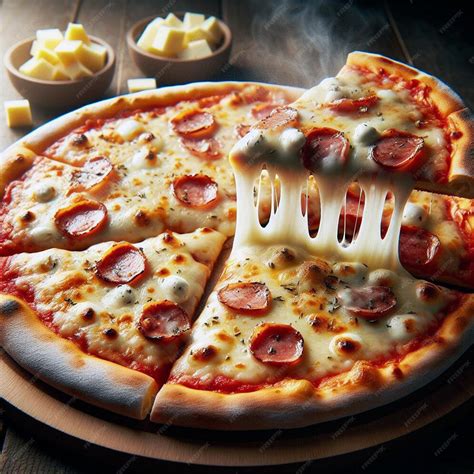 Cheesy Delight A Freshly Baked Pepperoni Pizza Premium Ai Generated Image