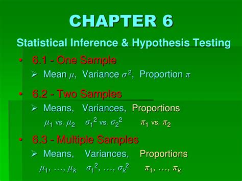 Ppt Chapter 6 Statistical Inference And Hypothesis Testing Powerpoint
