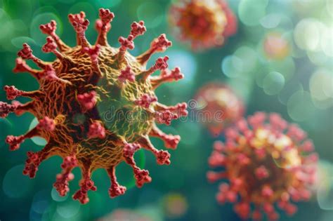 Group Of Floating Different Kinds Of Microscopic Bacteria Or Microbes For Medical Health Tests