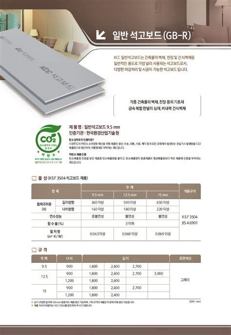 Kcc 석고보드 카탈로그 1 석고보드 종류 네이버 블로그