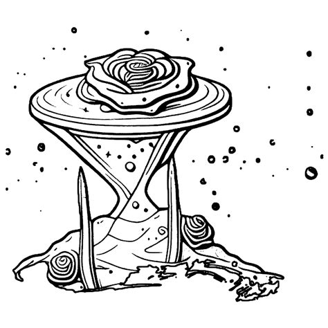 Hourglass And Roses Coloring Page With Intricate Stand · Creative Fabrica
