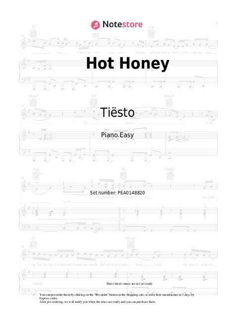 Hot Honey Piano Sheet Music Easy Tiësto Alana Springsteen In Note