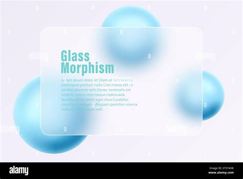 Horizontal Glass Translucent Banner With Levitating Balls And Spheres
