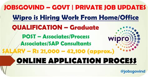 Wipro Is Hiring Work From Home Office For Process Associates SAP