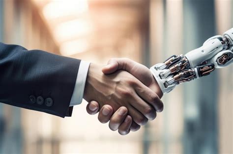 Premium Ai Image A Handshake Between A Robot And A Human Generative