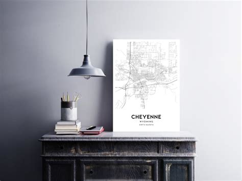Cheyenne Map Print Cheyenne Map Poster Wall Art Wy City Map Wyoming