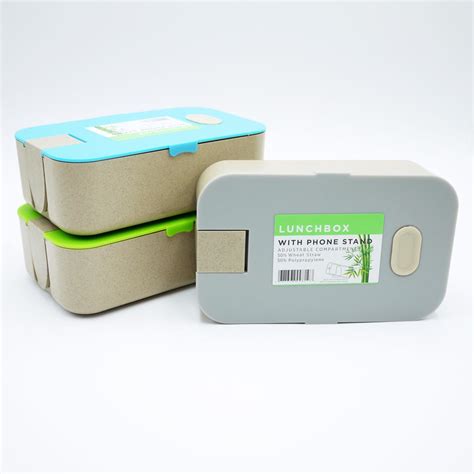 Bamboo Lunsh Box W Phoneholder Div Farger Stort Utvalg And Lave Priser