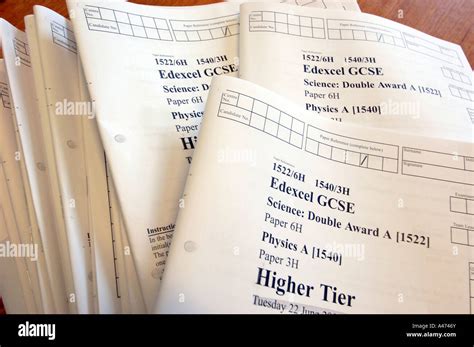 Test Papers For A Mock Examination For GCSE In Science Physics Stock Photo Royalty Free Image