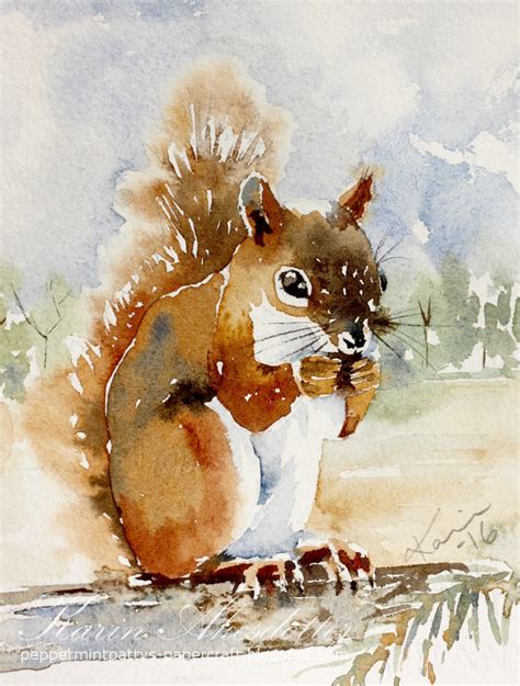 Peppermint Patty S Papercraft Sunday Watercolor Squirrel