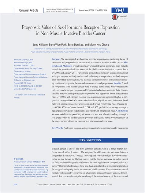 Pdf Prognostic Value Of Sex Hormone Receptor Expression In Non Muscle