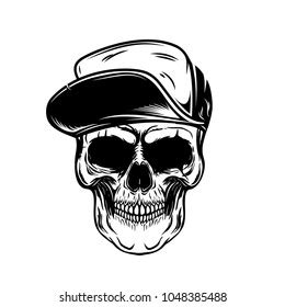 Illustration Bearded Skull Baseball Cap Engraving Stock Vector Royalty