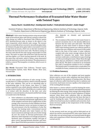 Irjet Thermal Performance Evaluation Of Evacuated Solar Water Heater