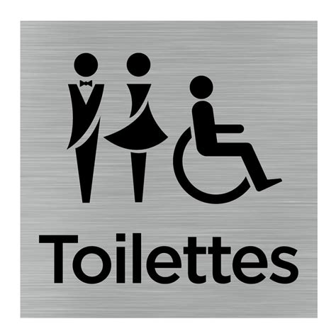Plaque de porte Toilettes Mixtes Pictogramme Sticker ou plaque alu brossé
