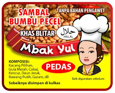 Swz Picture Design Printing Label Produk UKM Sambel Pecel Mbak Yul
