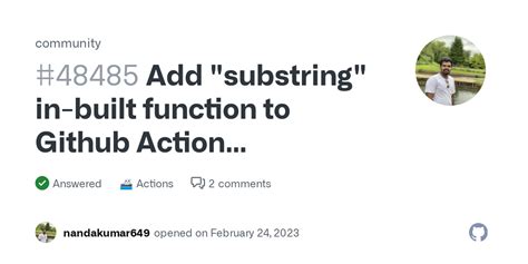 Add Substring In Built Function To Github Action Expressions