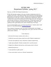 SCOM Department Syllabus Spring SCOM Syllabus SCOM Department Syllabus