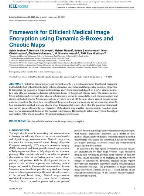 Pdf Framework For Efficient Medical Image Encryption Using Dynamic S Boxes And Chaotic Maps