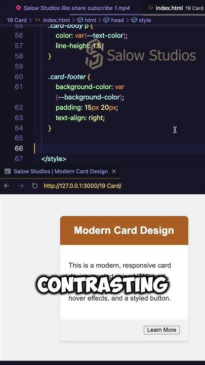 Create A Stunning Modern Card Design With Html And Css Coding Webdevtutorial Programming Youtube