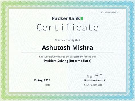 Ashutosh Mishra On Linkedin Problemsolving Hackerrankcertified
