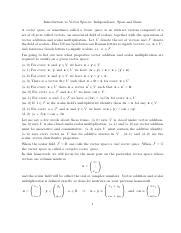 Introduction To Vector Spaces Properties And Subspaces Course Hero