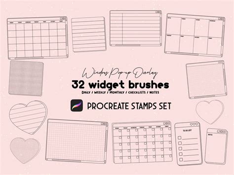 Windows Pop Up Procreate Stamp Widget Brush Set Etsy