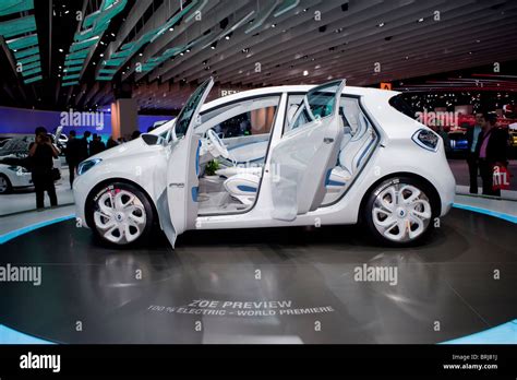 Paris France Paris Car Show Electric Cars Renault Zoe Side Stock