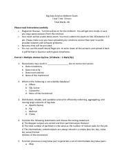 Big Data Midterm Exam Section Pdf Big Data Science Midterm Exam Total Time Hours Total