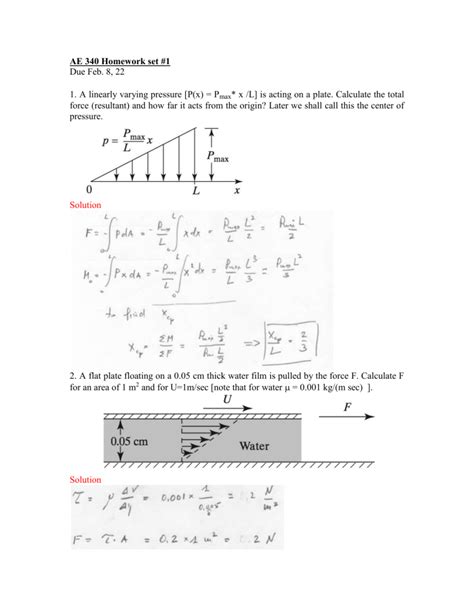 Ae Homework Set Fluid Mechanics Problems