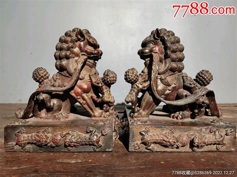 纯铜泥金狮子熏香炉摆件一对铜炉雅玉轩文玩【7788收藏收藏热线】