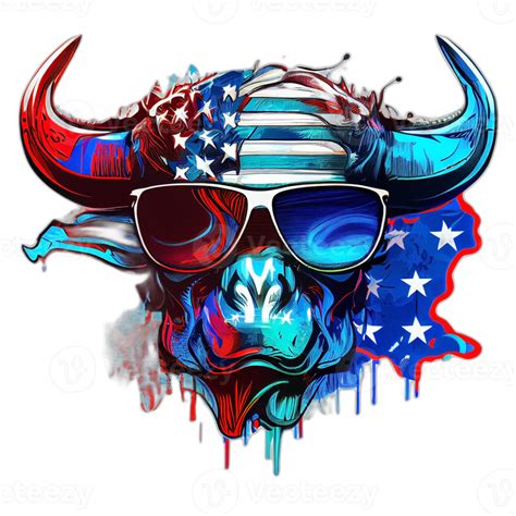 americano patriota toro vaca búfalo obra de arte ilustración vector