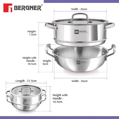 Be Essentials Tri Ply Stainless Steel 3 Pcs Cookware Set