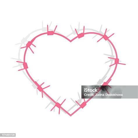 가시가있는 금속 강철 철조망에서 하트 모양의 프레임 디자인을위한 장식 철조망에 대한 스톡 벡터 아트 및 기타 이미지 철조망 하트 모양 3차원 형태 Istock