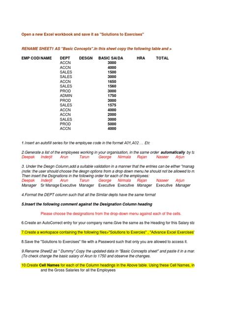 Excel Excercise Practice 1 Pdf Microsoft Excel Computing And