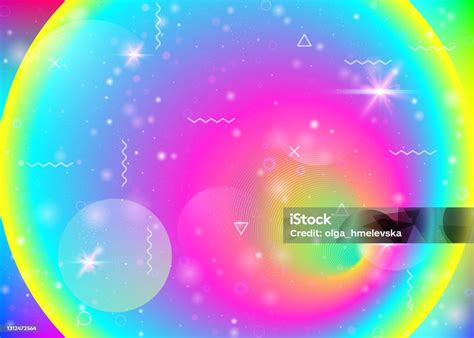 鮮やかな虹のグラデーションを持つ流体のダイナミックな背景ダイナミックホログラムホログラフィック宇宙 イラストレーションのベクターアート素材