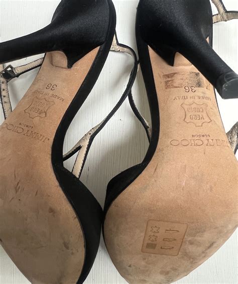 JIMMY CHOO 1095 Rare Y2K VTG Black Satin Amber Color Gem