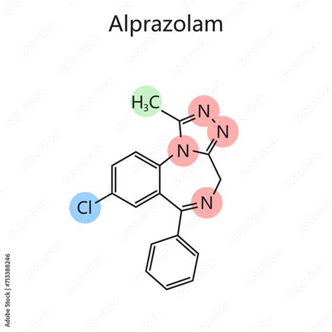 Chemical Organic Formula Of Alprazolam Diagram Hand Drawn Schematic