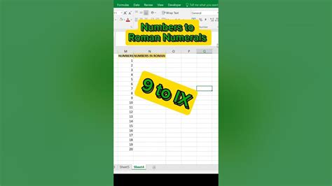 Roman Numerals In Excel Excel Youtubeshorts Youtubetutorial Exceltips Exceltutorial Youtube