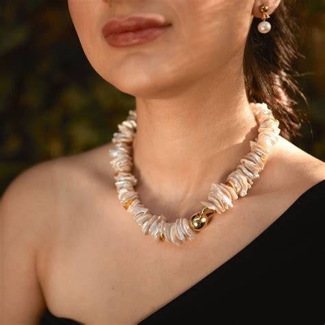 Natural Freshwater Keshi Pearl Necklace Custom Pearl Choker Statement