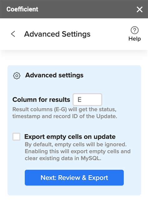 Export To SQL DB Coefficient