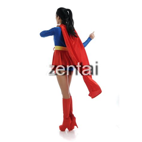 Sexy Female Superman Full Body Zentai Suitbuy Red And Blue Color Sexy