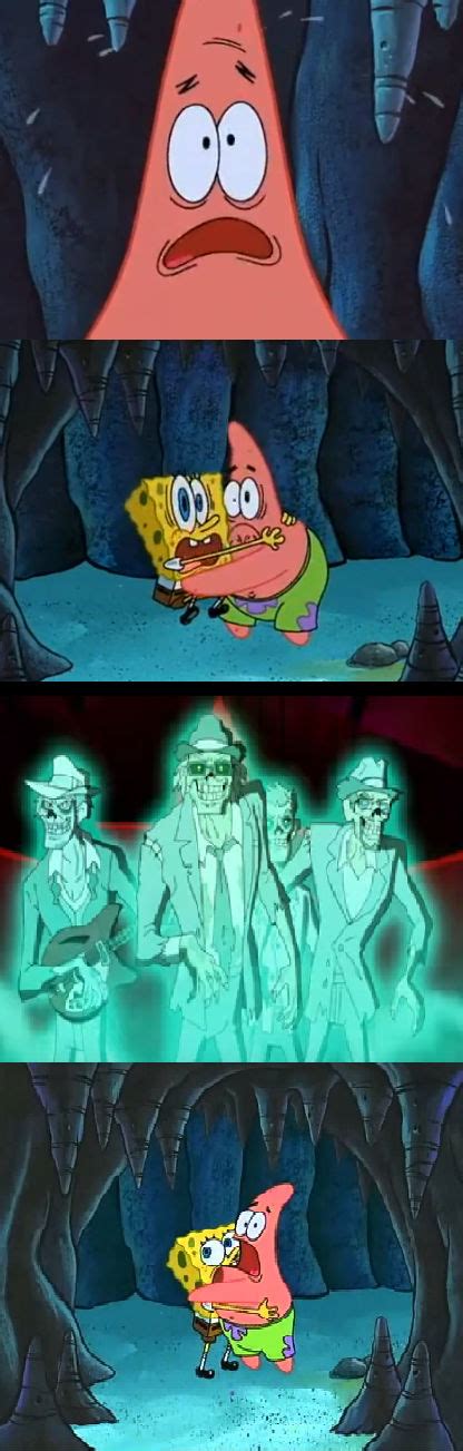 Spongebob And Patrick Scared Of Ska Tastic Zombies By Glittertiara On